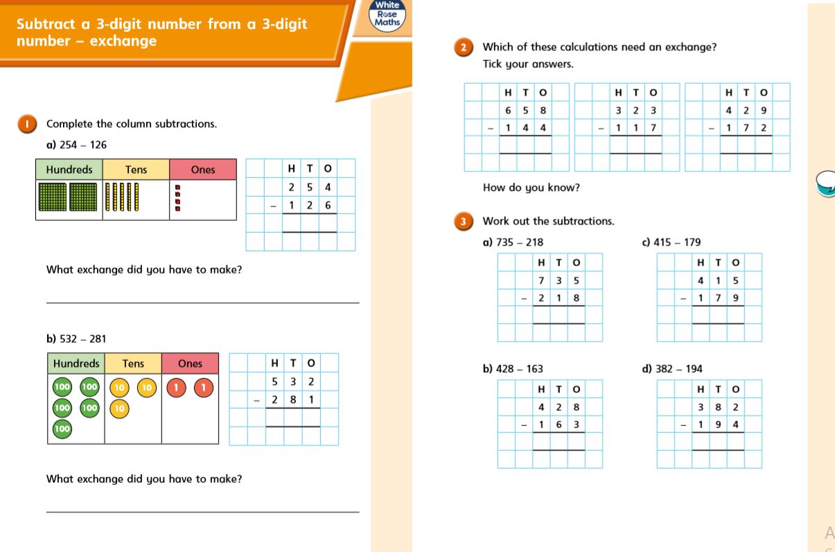 Year 3: 16.06.20 Maths Subtraction with Exchanges