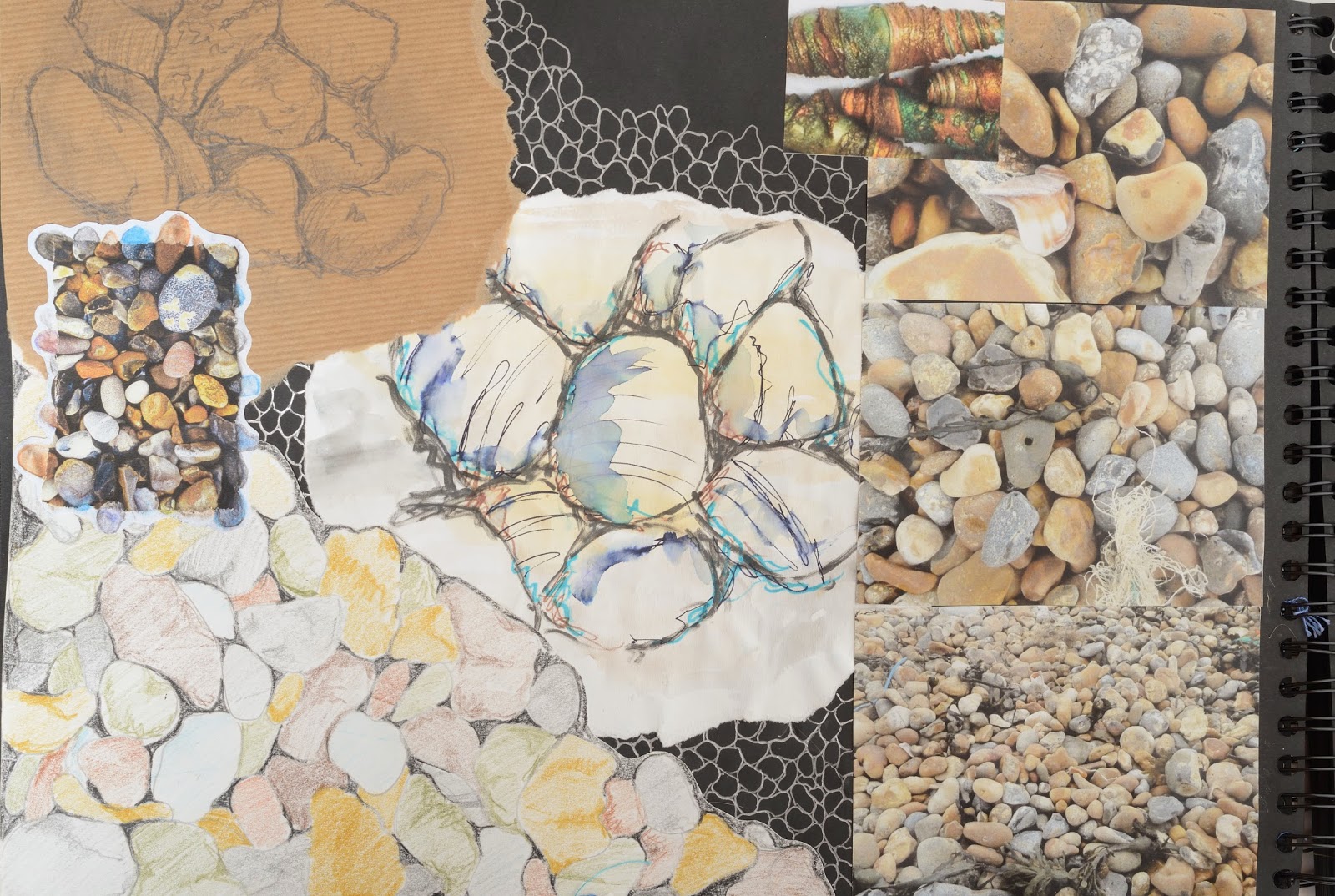 ART & TEXTILES DIGITAL PORTFOLIO: AS Exam; Pebble Observational Drawings