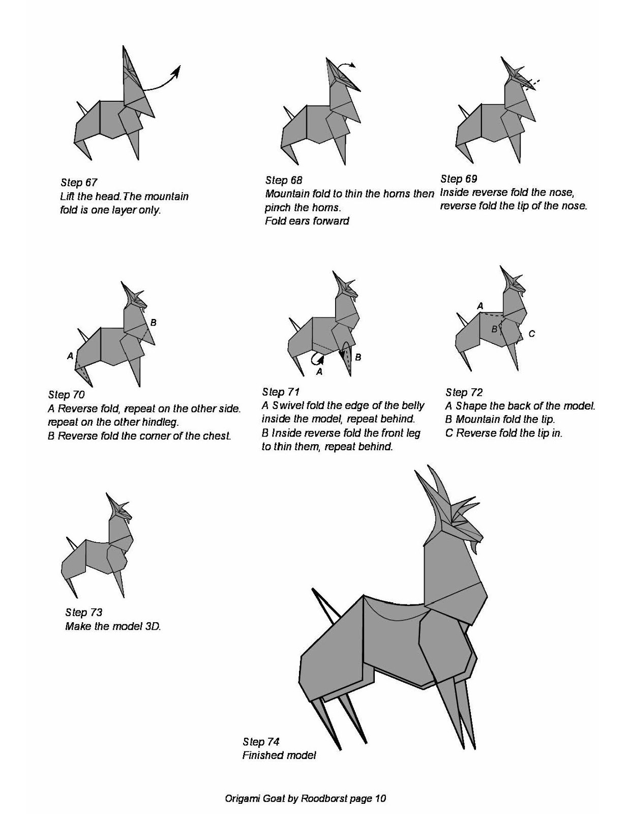 Diagram Goat-Roodborst - Ruby Book Origami