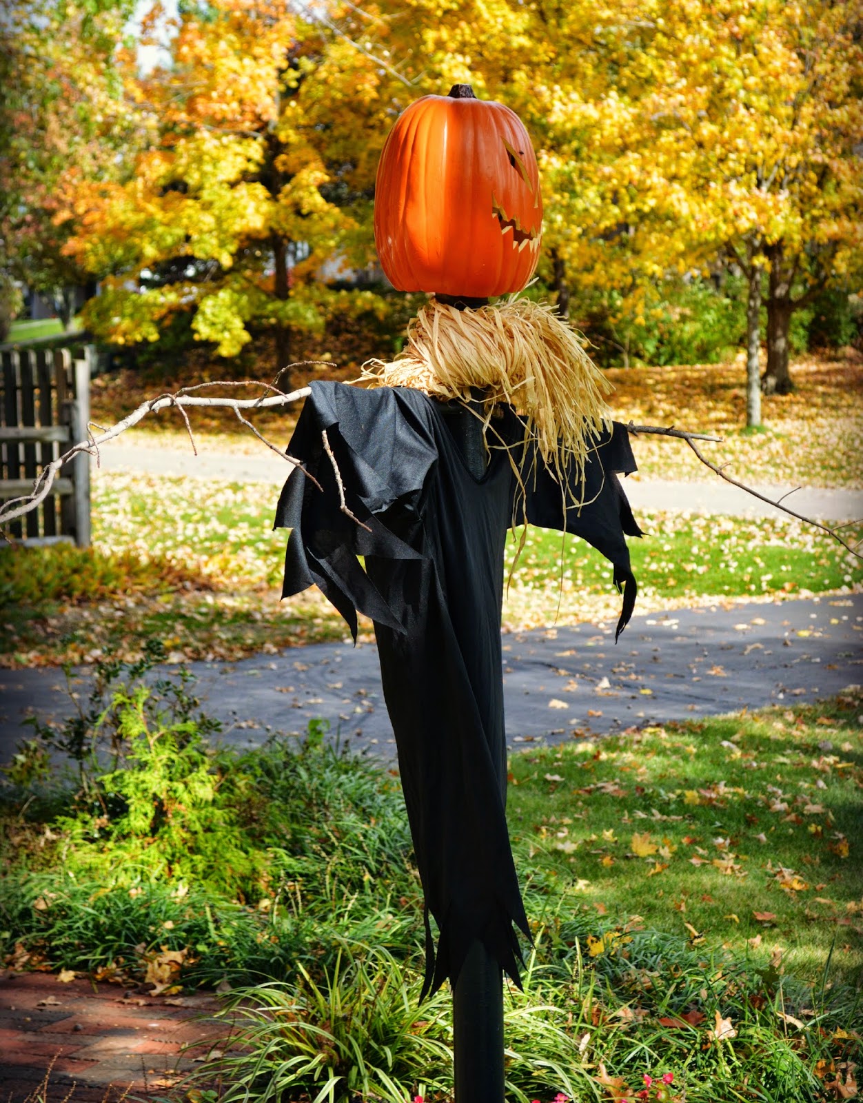 Blue Ribbon Kitchen: EASY Halloween Light Post Scarecrow