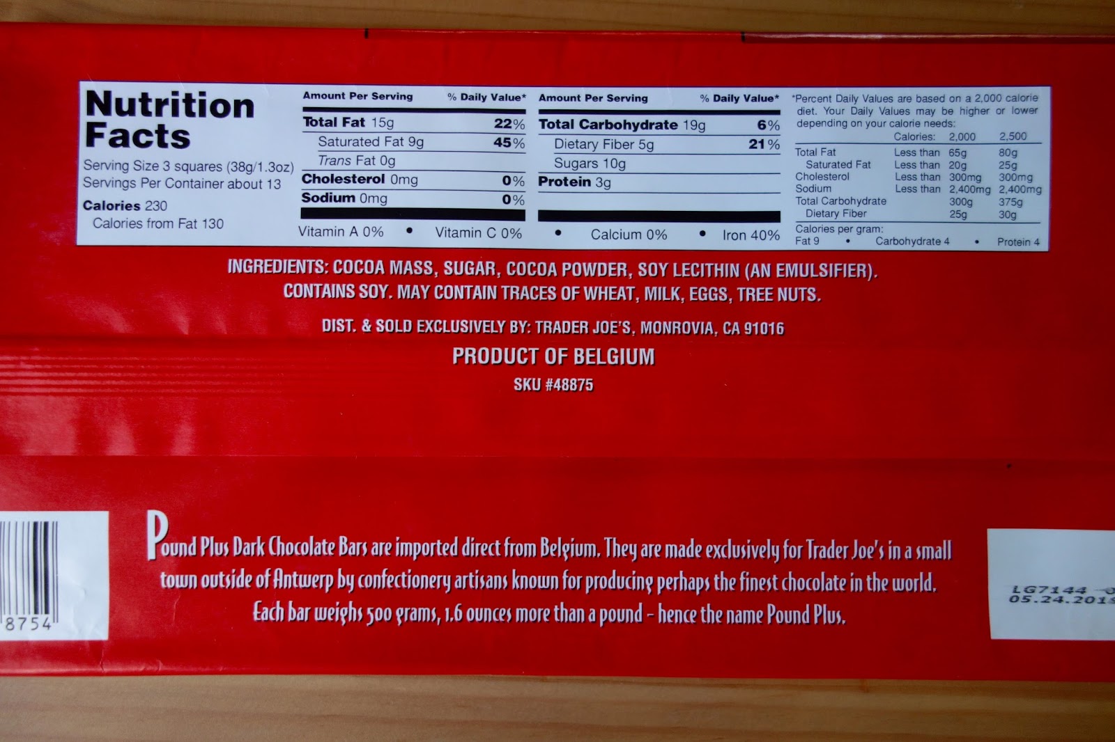 Trader Joe's Pound Plus Dark Chocolate