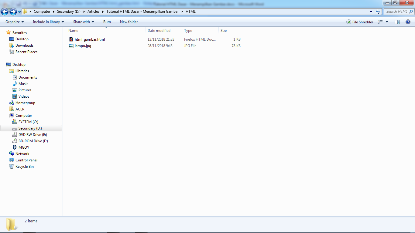 Tutorial HTML Dasar : Cara Memasukan Gambar Pada HTML