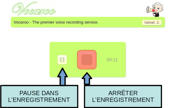 S'enregistrer sur vocaroo
