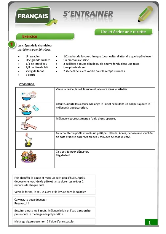 Autour de la gastronomie: Lire et comprendre une recette : écouter , s ...