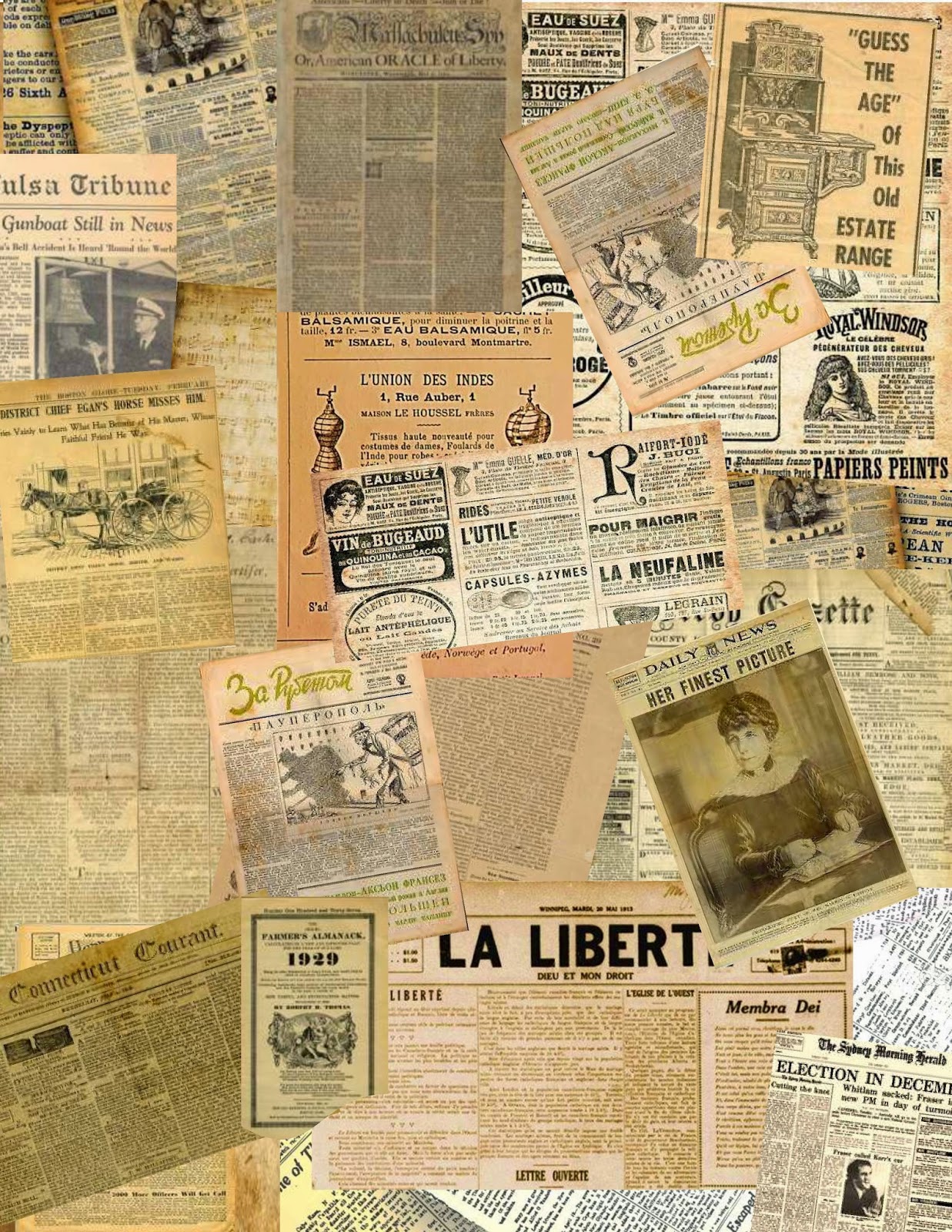make mine mini: Old newspaper collage sheets for your projects