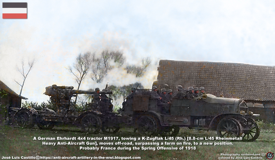 Anti-Aircraft Artillery in the WWI: A German Ehrhardt Tractor (4x4 ...