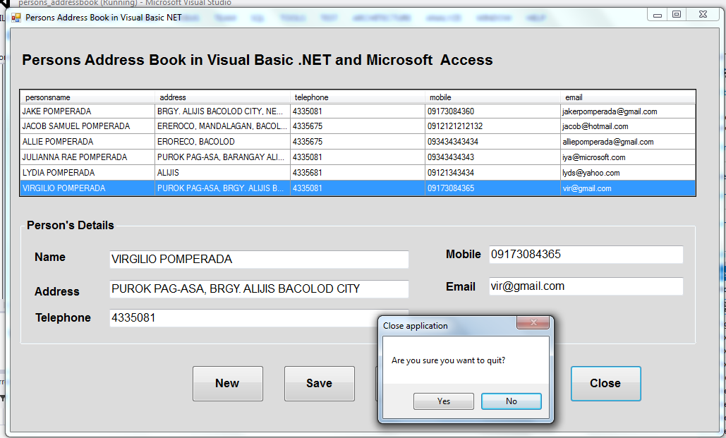 Free Programming Source Codes And Computer Programming Tutorials Persons Address Book In Visual