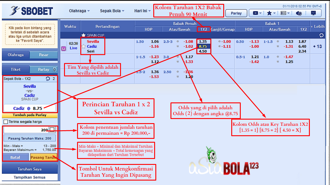 Cara Pasang Taruhan 1x2 Akun Sbobet ~ Cara Bermain Taruhan di Sbobet