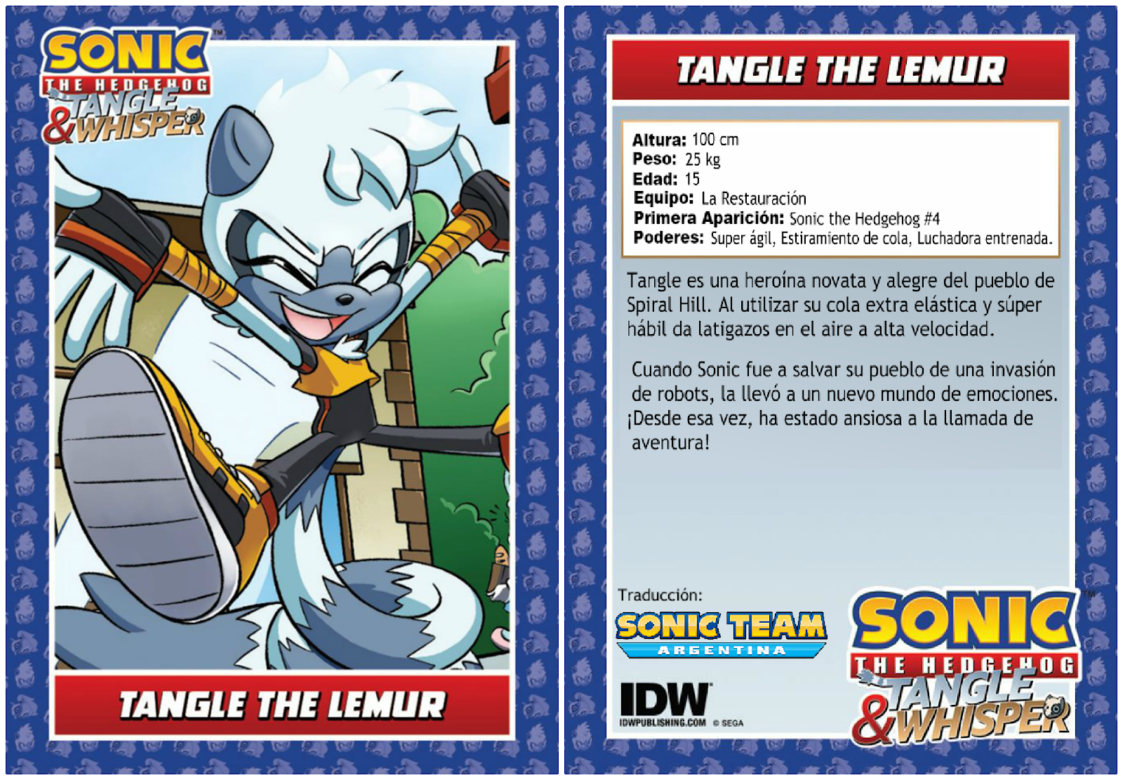 TARJETAS DE DATOS DE TANGLE THE LEMUR & WHISPER THE WOLF