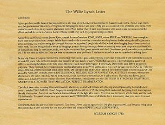 The Willie Lynch Letters ~ Thankyou Letter
