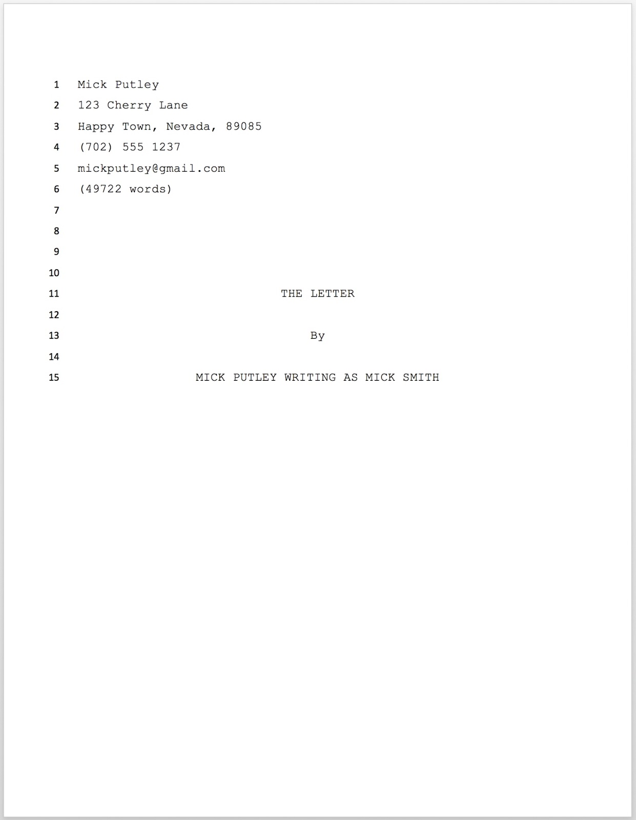 Mick Putley: Correct Formatting for Submitting Manuscripts to Publishers