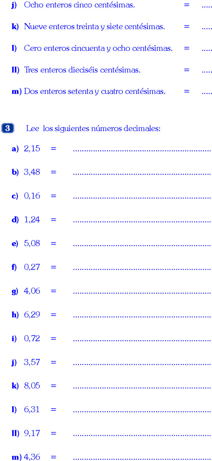 LAS CENTESIMAS EN PRIMARIA EJEMPLOS Y EJERCICIOS DE MATEMATICAS