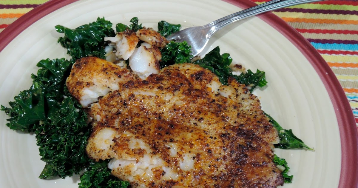 The Briny Lemon: Blackened Flounder with Garlic Sautéed Kale