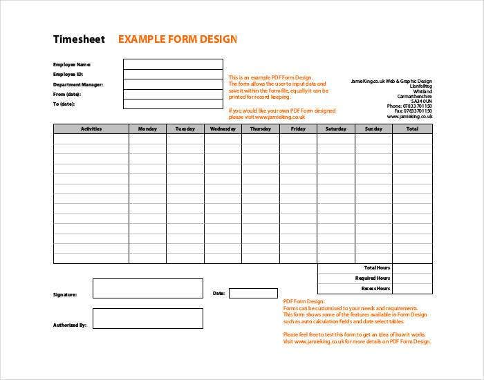 Graphic Design Timesheet - Invoice Template