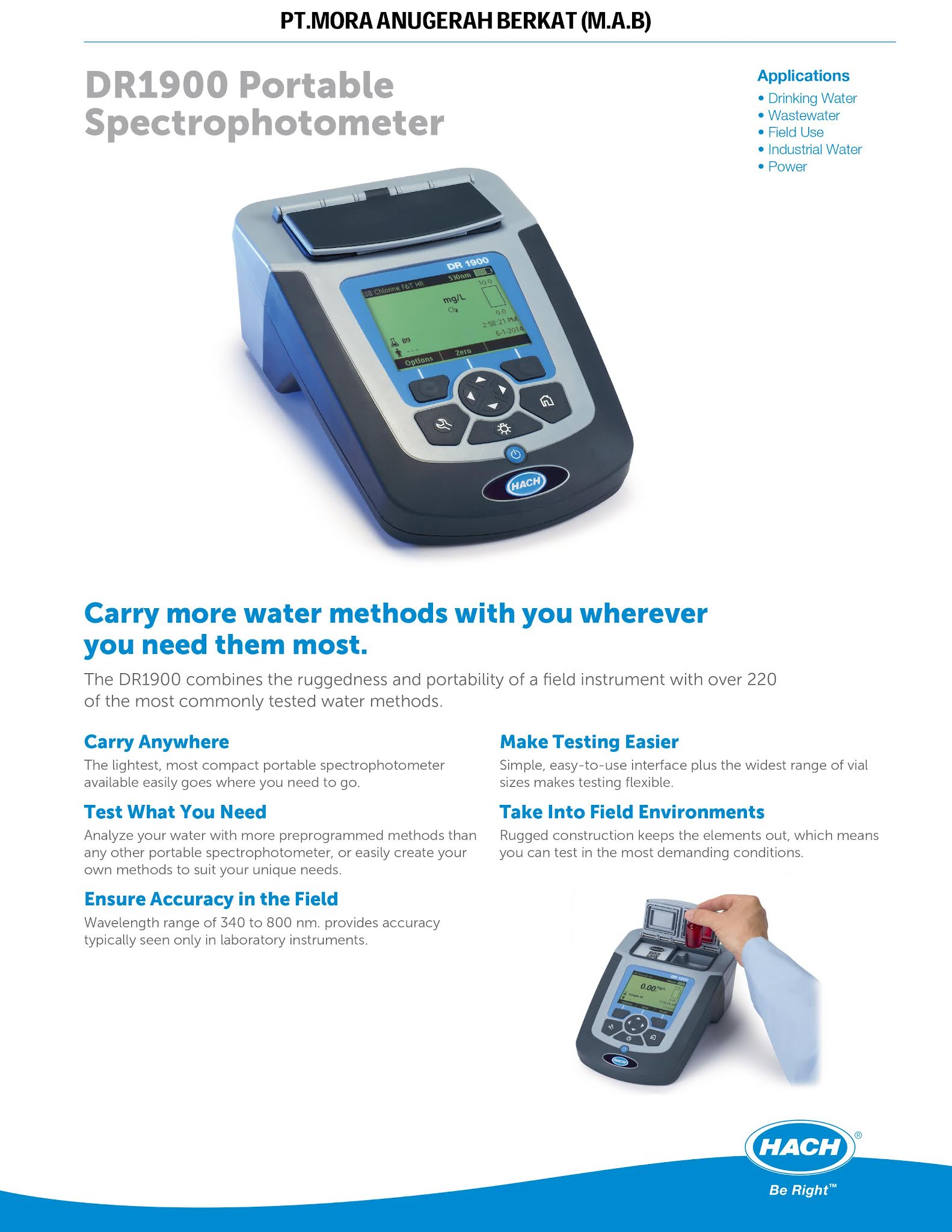 HACH DR1900 PORTABLE SPECTROPHOTOMETER CATALOG – Supplier Alat Laboratorium