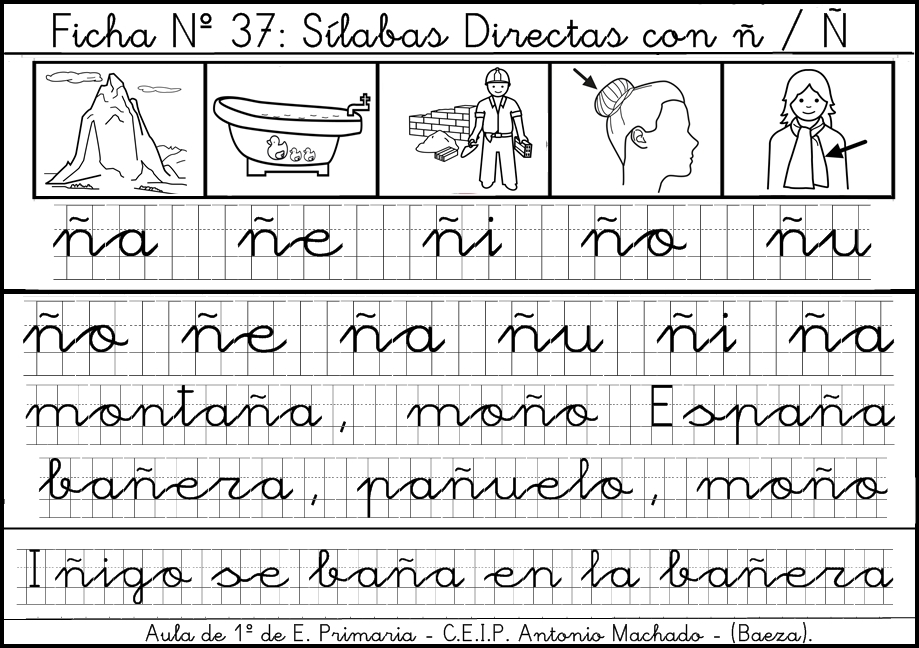 Prim-Erizos: Cartilla de Lectura - Sílabas Directas ñ / Ñ