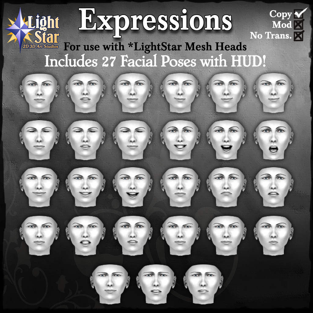 *LightStar Studios: Expressions pack for *LightStar Mesh Heads