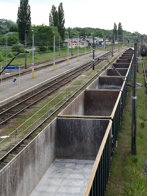 FPL Class 66606 z węglarkami Eamnos na stacji Kielce Herbskie ...