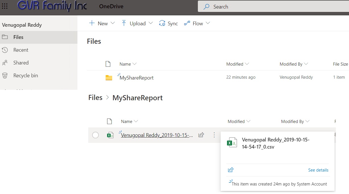 Go to MyShareReport Folder, inside, you will see the saved sharing ...