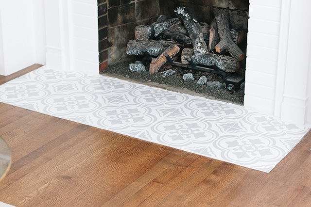DIY Fireplace Hearth Stencil Makeover Under $100 - Michaela Noelle Designs
