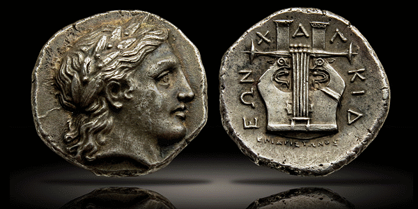 Greek Asia: GOD APOLLO AND HIS GUITAR ON GREEK COINS