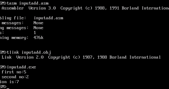 how to add two unsigned numbers using procedure in 8086 assembly language.