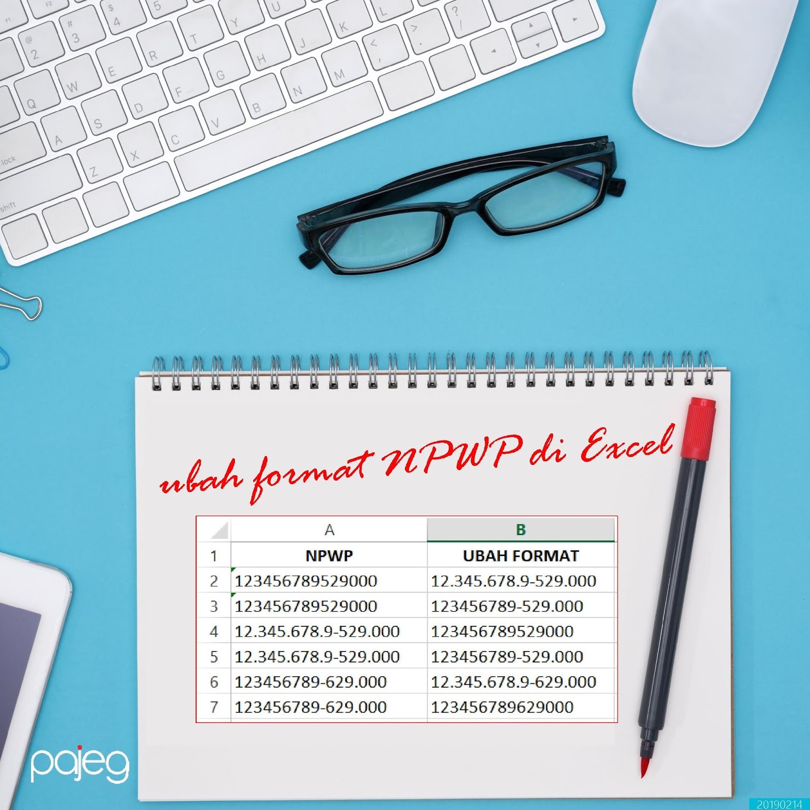 Ubah format NPWP di Excel