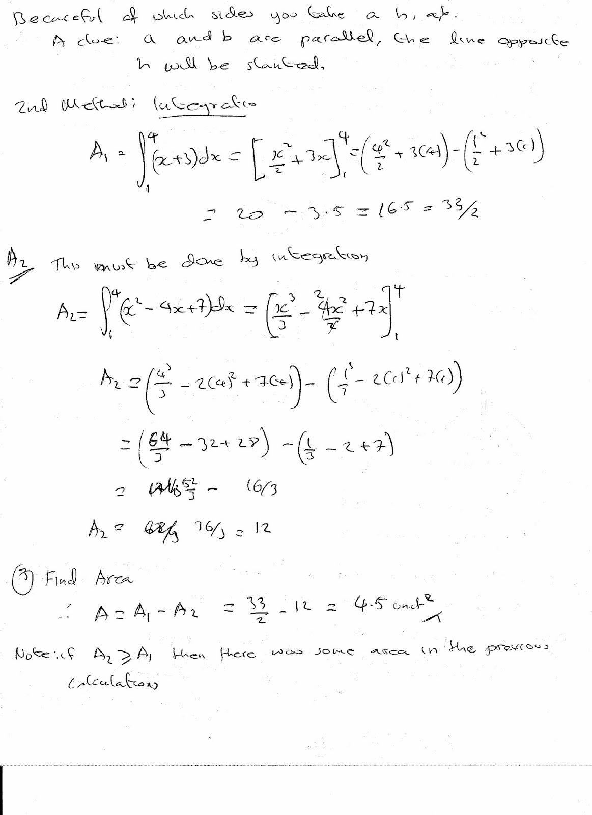 A Level Maths Notes: Integration - Definite - Part 4 Areas between two ...