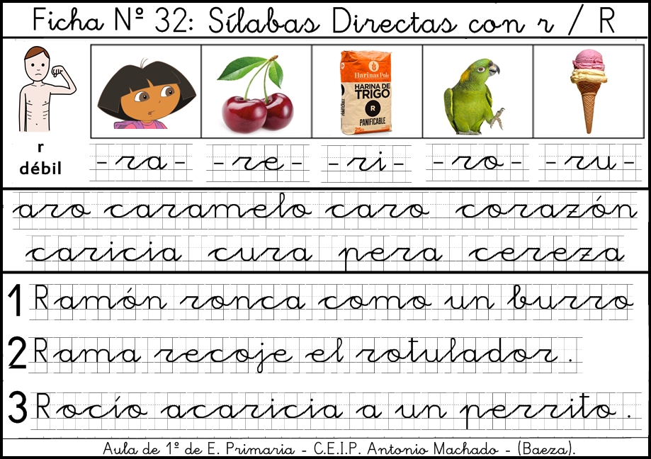 Prim-Erizos: Cartilla de Lectura - Sílabas Directas r / R