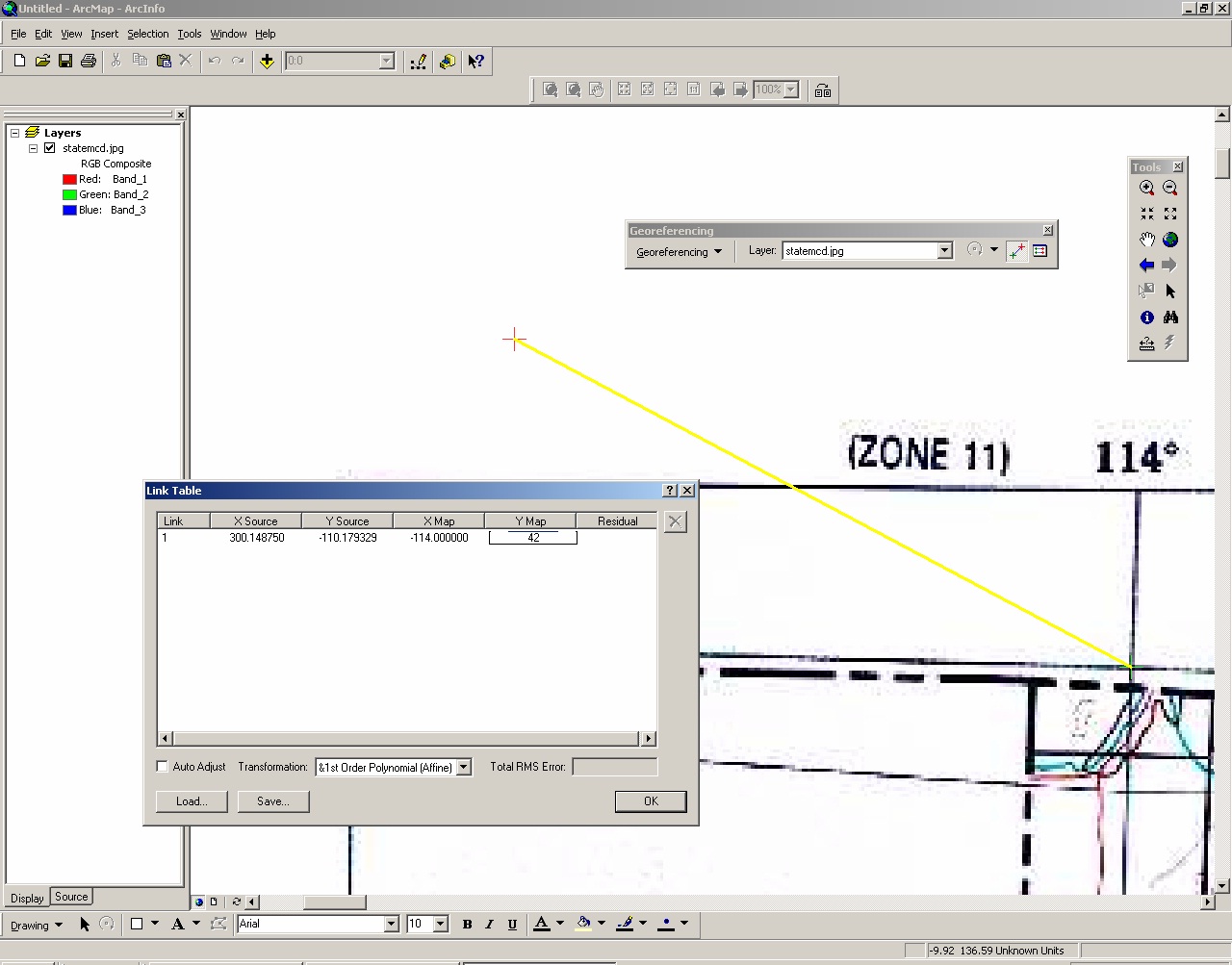 Geomatics tools: Georeferencing an image using ArcGIS