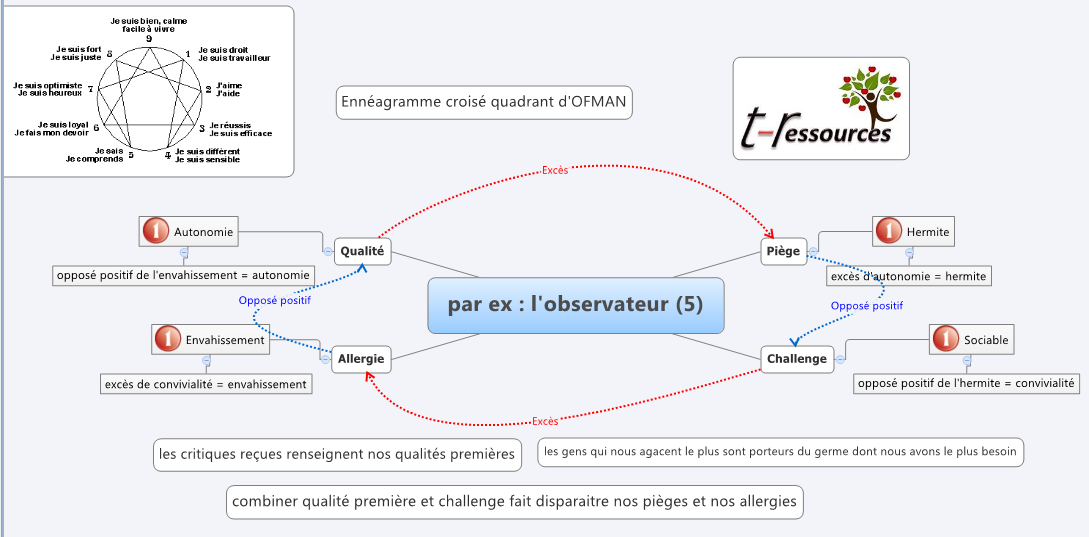 T-Ressources: Croisement ennéagramme, quadrant d'ofman
