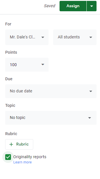 Time to Talk Tech : Originality reports now available in Google Classroom