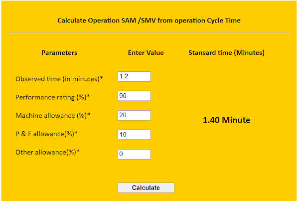 Operation SAM / SMV Calculator