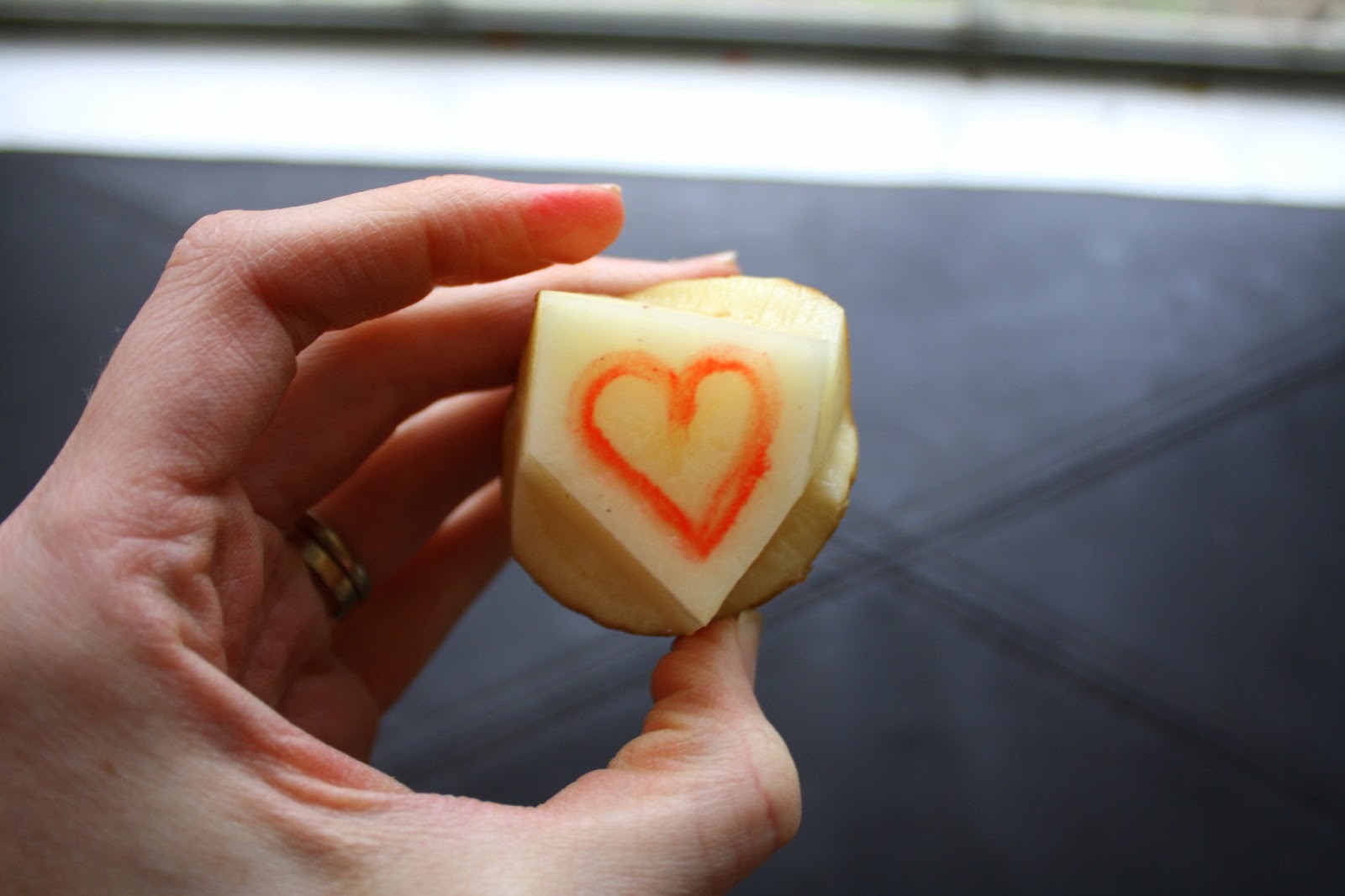 Having Fun at Home: Potato Stamp Valentines