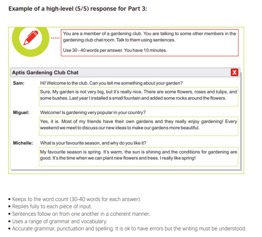 Aptis Test Mrs. García: Writing