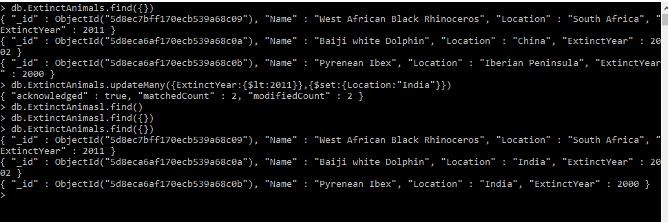 Mongo Shell Commands Quick Start