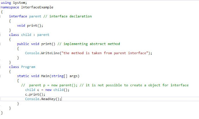 C#.NET Course Programs with Examples for Beginners : C#.NET -- INTERFACE