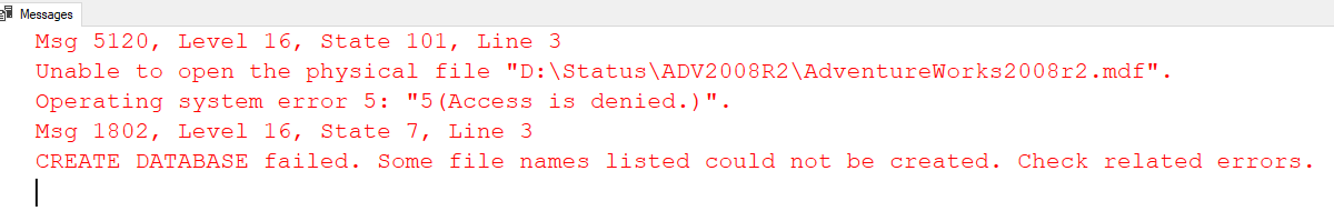 operating system error 5(access is denied.)