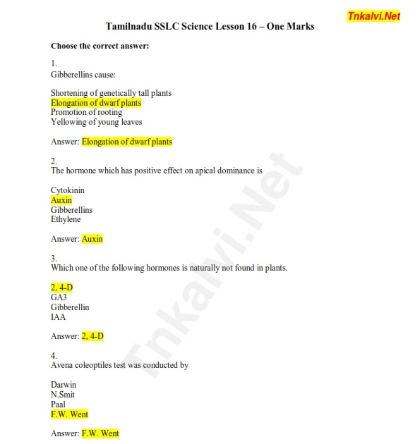 10th Standard Science One Mark Creative Question With Answer 10th-standard-science-one-mark-creative-question-with-answer