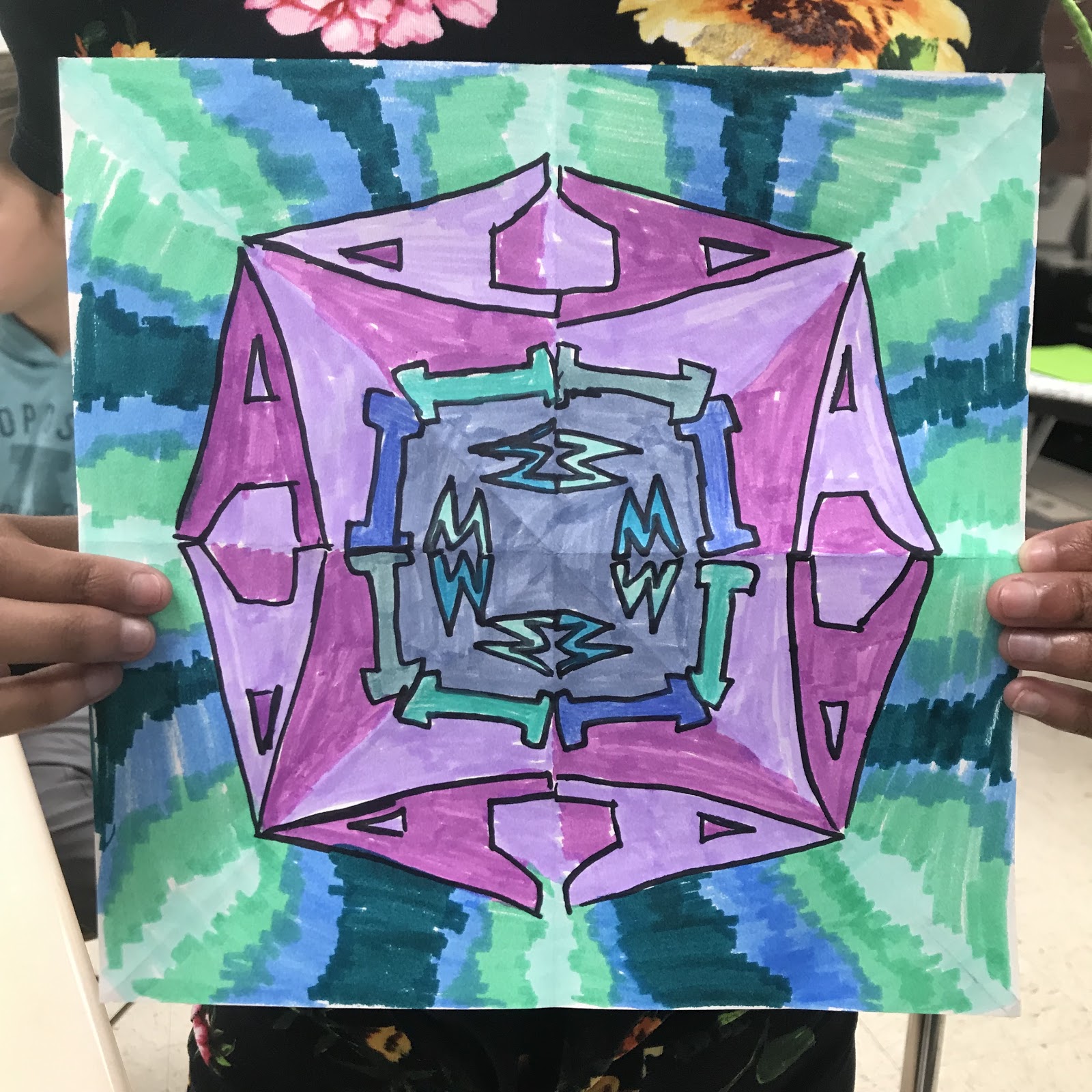 Elements of the Art Room: 5th grade radial symmetrical name art