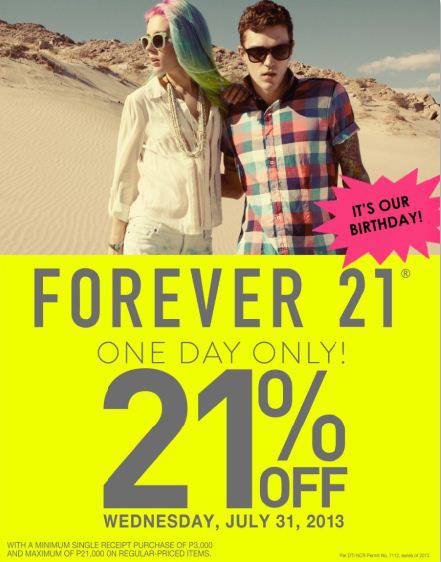 Manila Shopper: Forever 21 One-Day SALE: July 31 2013