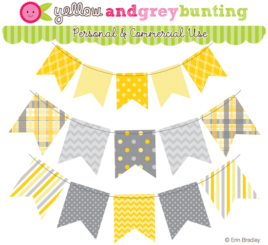 Erin Bradley Designs: NEW! Blue, Pink & Yellow (and Gray!) Bunting Graphics