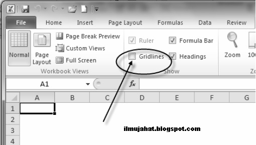 CARA MENYEMBUNYIKAN TAMPILAN GRID WORKSHEET PADA EXCEL 2010 - MODE COMP