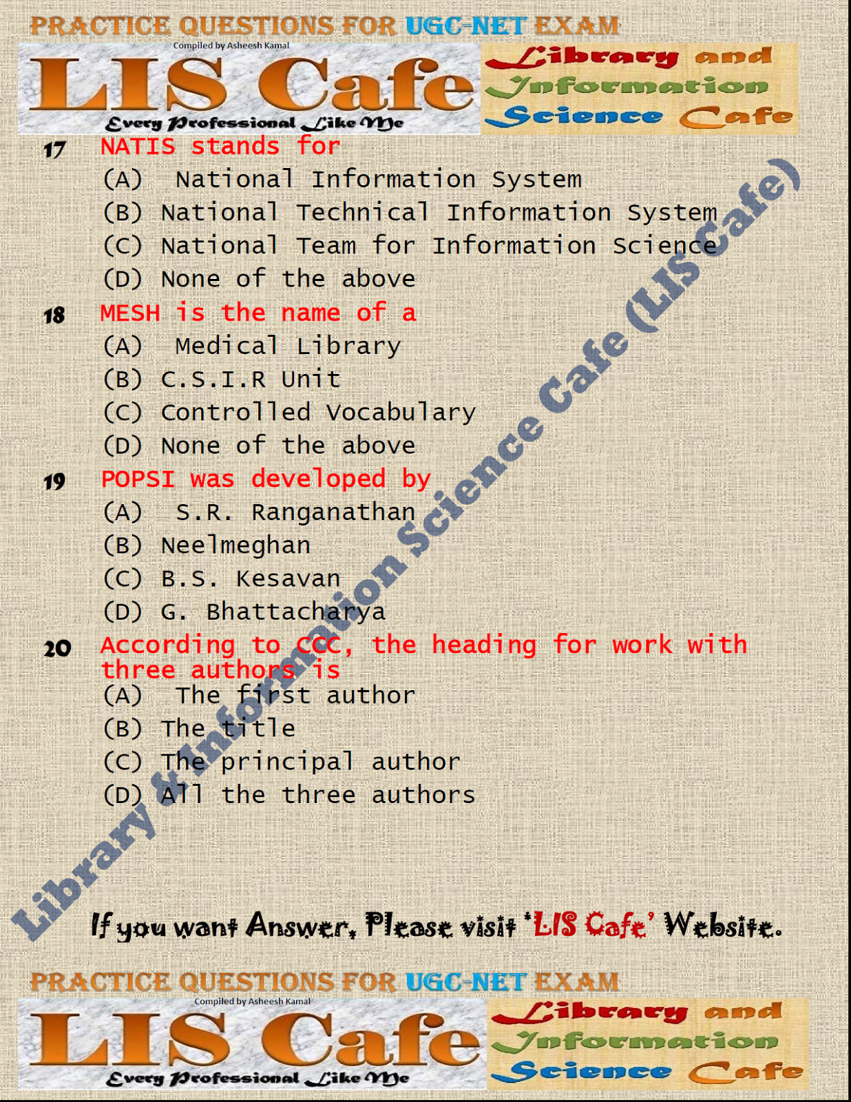 Practice Questions for UGC-NET December-2018 Exam