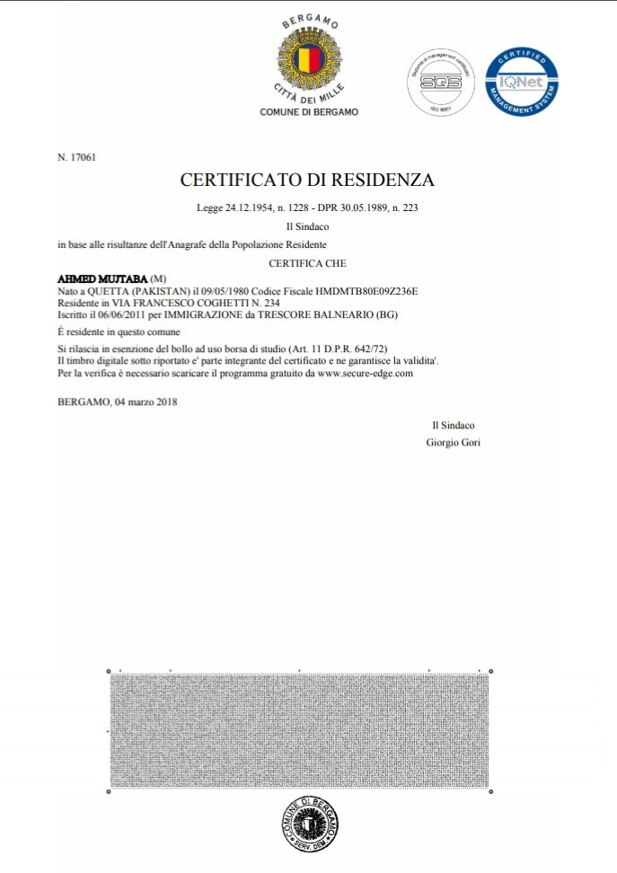 All Type of My Italian Certificate Documents with html text