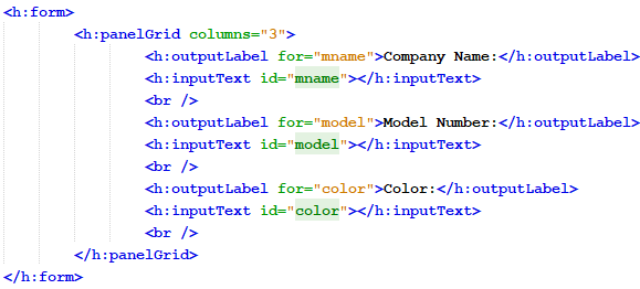 JSF Label, Text Field, Text Area and Input Secret