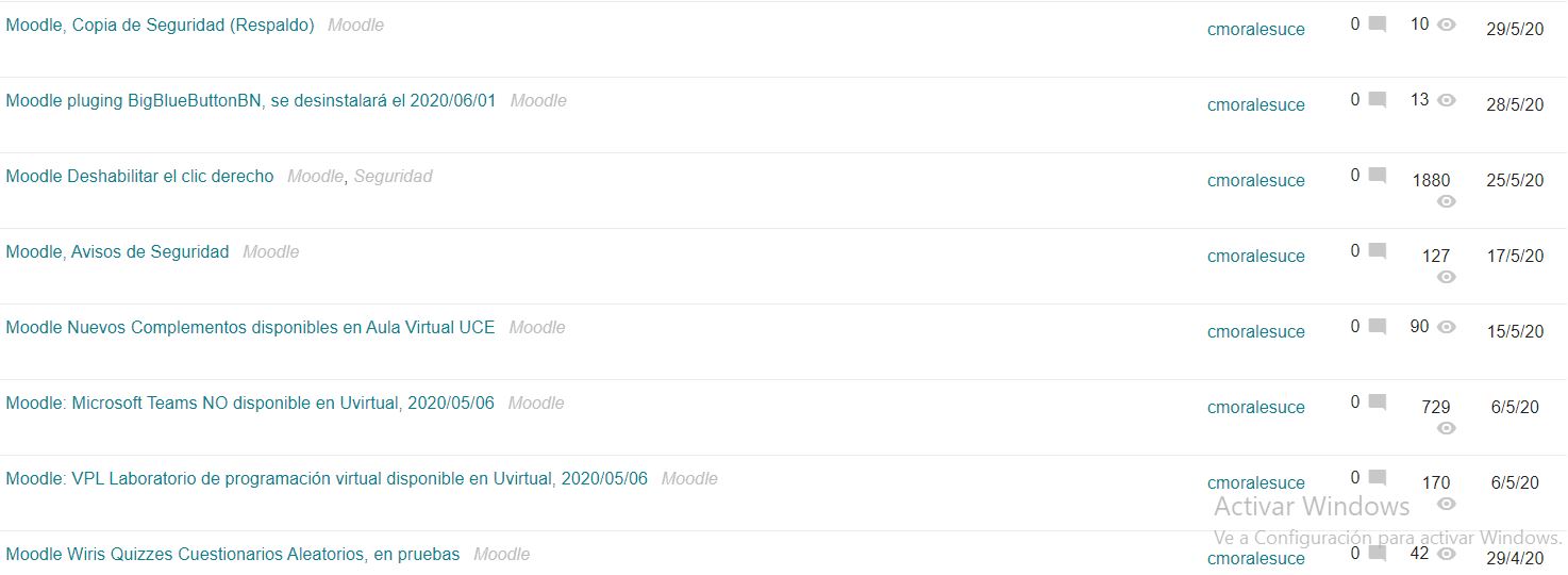 UCE-DTIC: Aula Virtual preparada para semestre 2020-2020