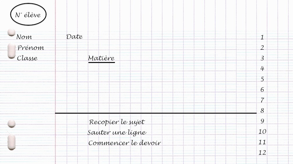 Sept. à nov. 2013 - CM1: Présentation des copies, cahiers, etc.