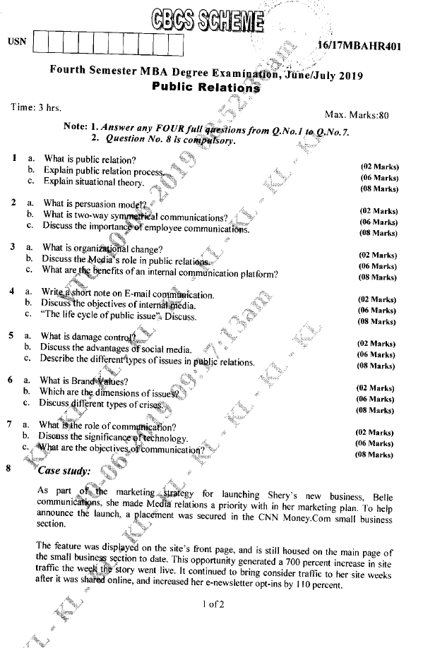 Visvesvaraya Technological University MBA (CBCS) Fourth Semester 16 ...