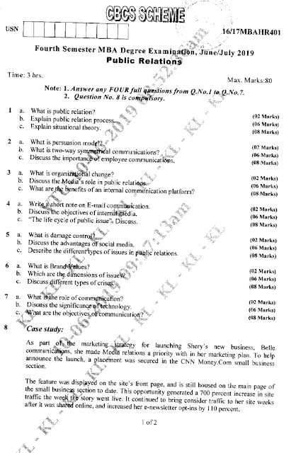 Visvesvaraya Technological University MBA (CBCS) Fourth Semester 16 ...